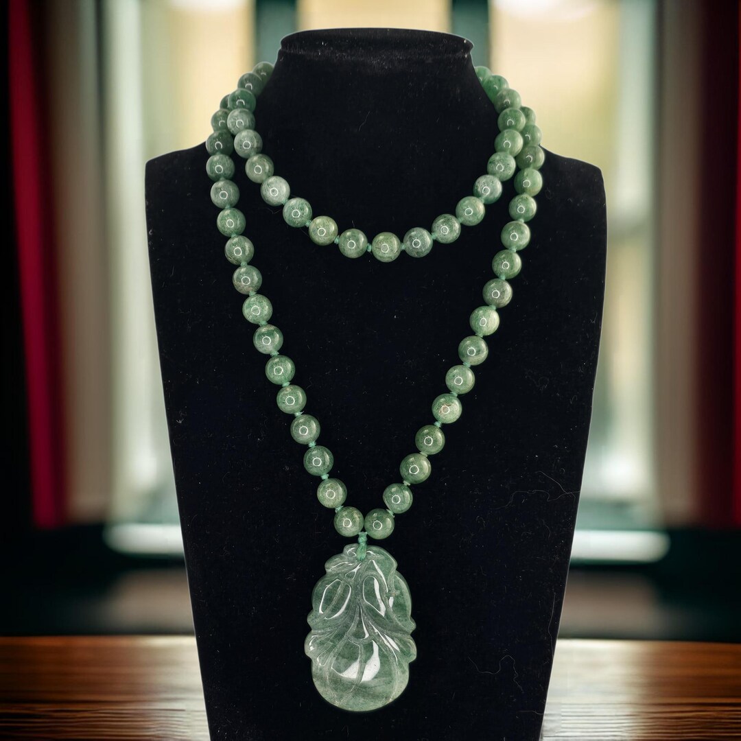 Amazing Vintage Chinese Water Jadeite Necklace Vintage Jade Necklace ...