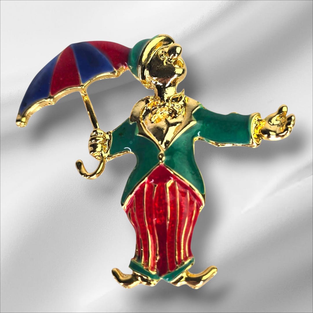 Vintage Enamel Hobo Clown Brooch Vintage Colorful Clown Holding ...