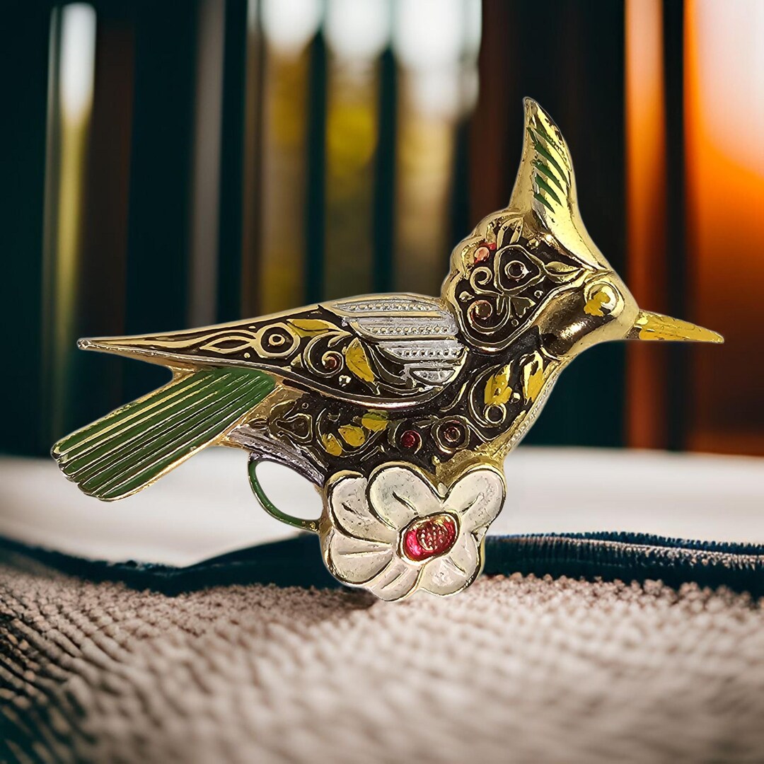 Vintage Bird Brooch Spanish Bird Pin Vintage Damascene Brooch From ...