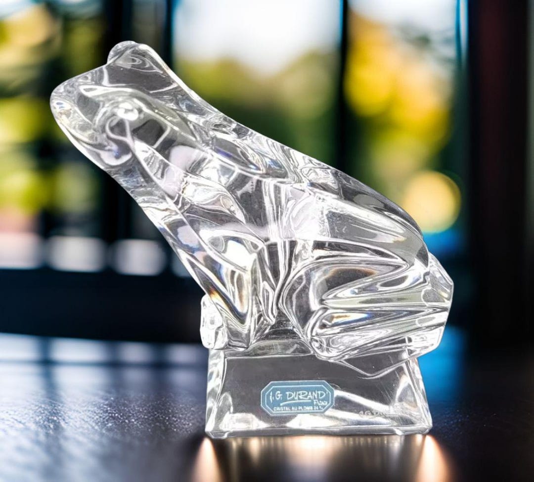 Vintage Crystal Frog Signed JG Durand Crystal Frog Paperweight Crystal ...
