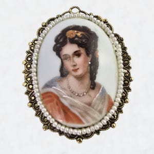 Vintage French Limoges Brooch Hand Painted Porcelain Lady Brooch ...
