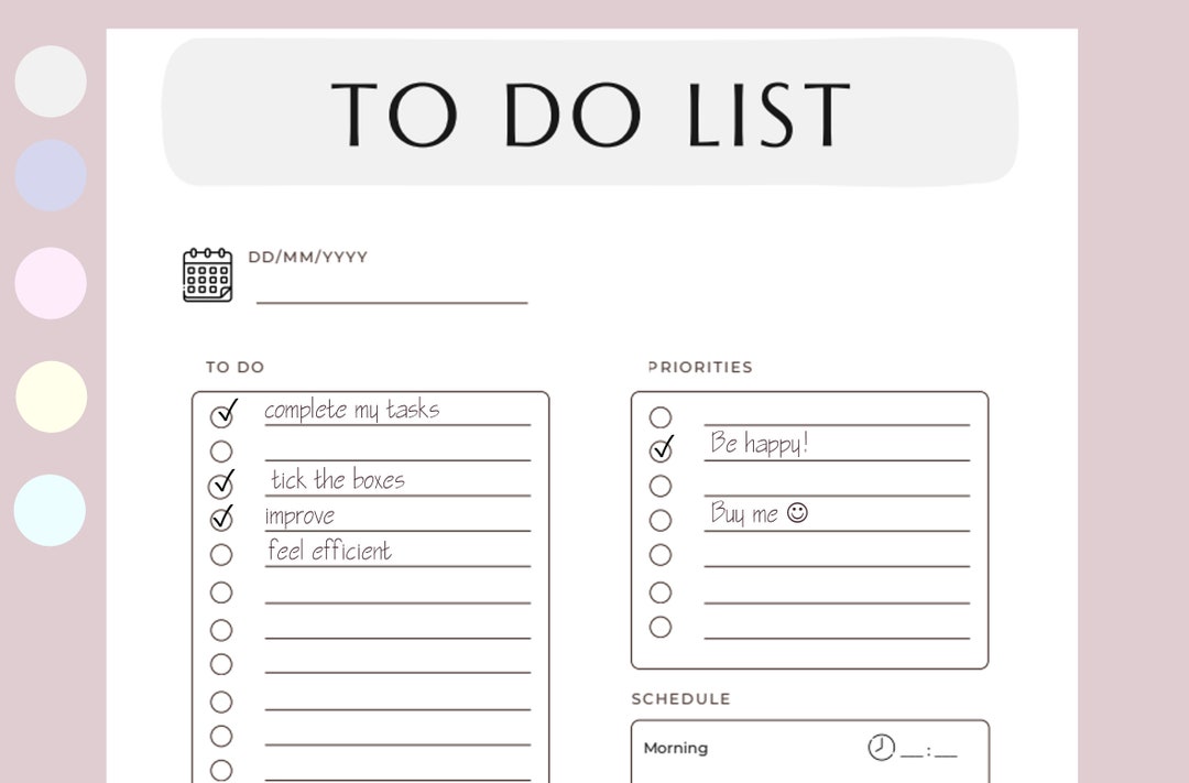 Digital to Do List and Schedule Minimalist Daily and PDF - Etsy