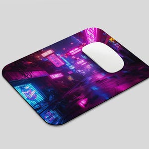 Cyber City Large Gaming Desk Mat, RGB Desk Setup, Neon Colors Desk Mat ...