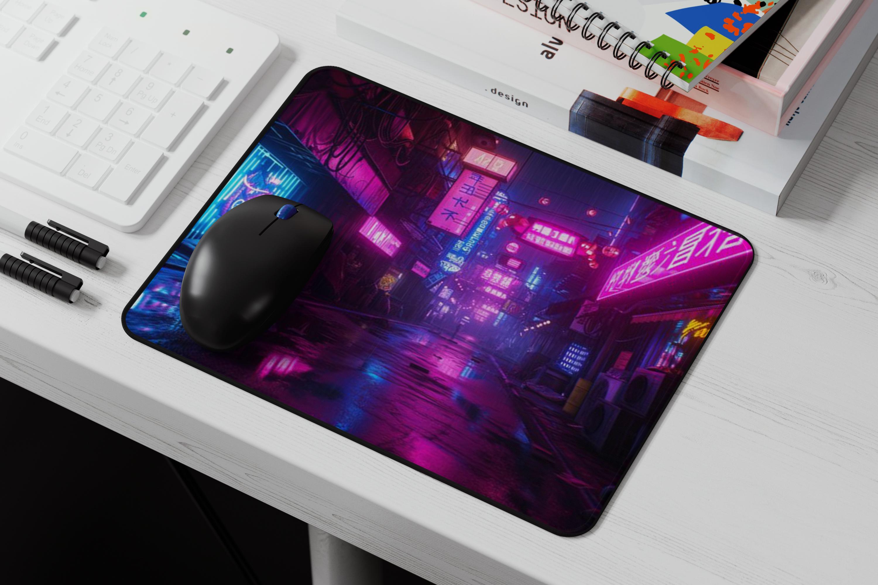 Cyber City Large Gaming Desk Mat, RGB Desk Setup, Neon Colors Desk Mat ...
