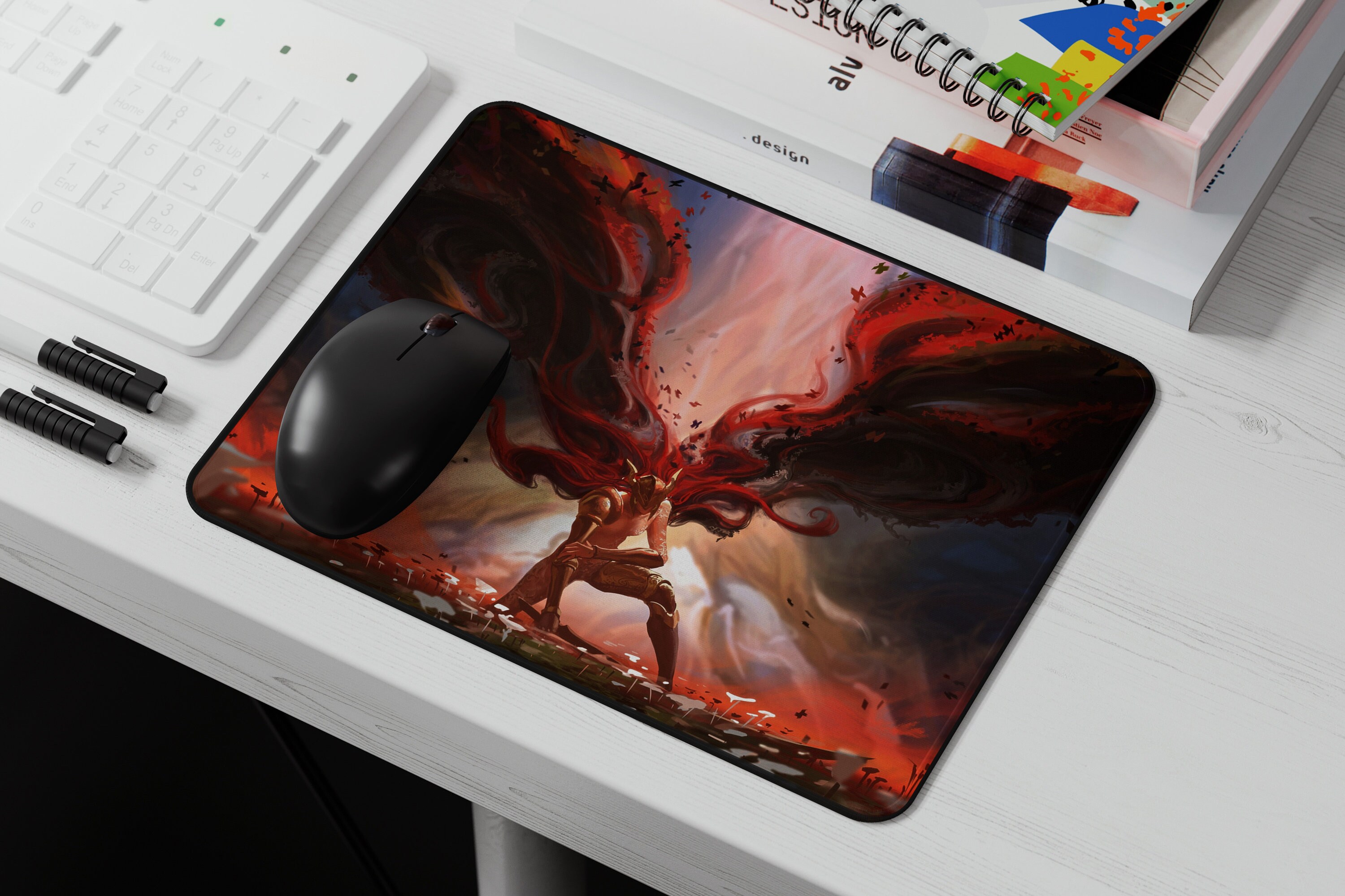 Angel With Red Wings Video Game Mouse Pad, Gaming Mousepad, XXL Desk ...