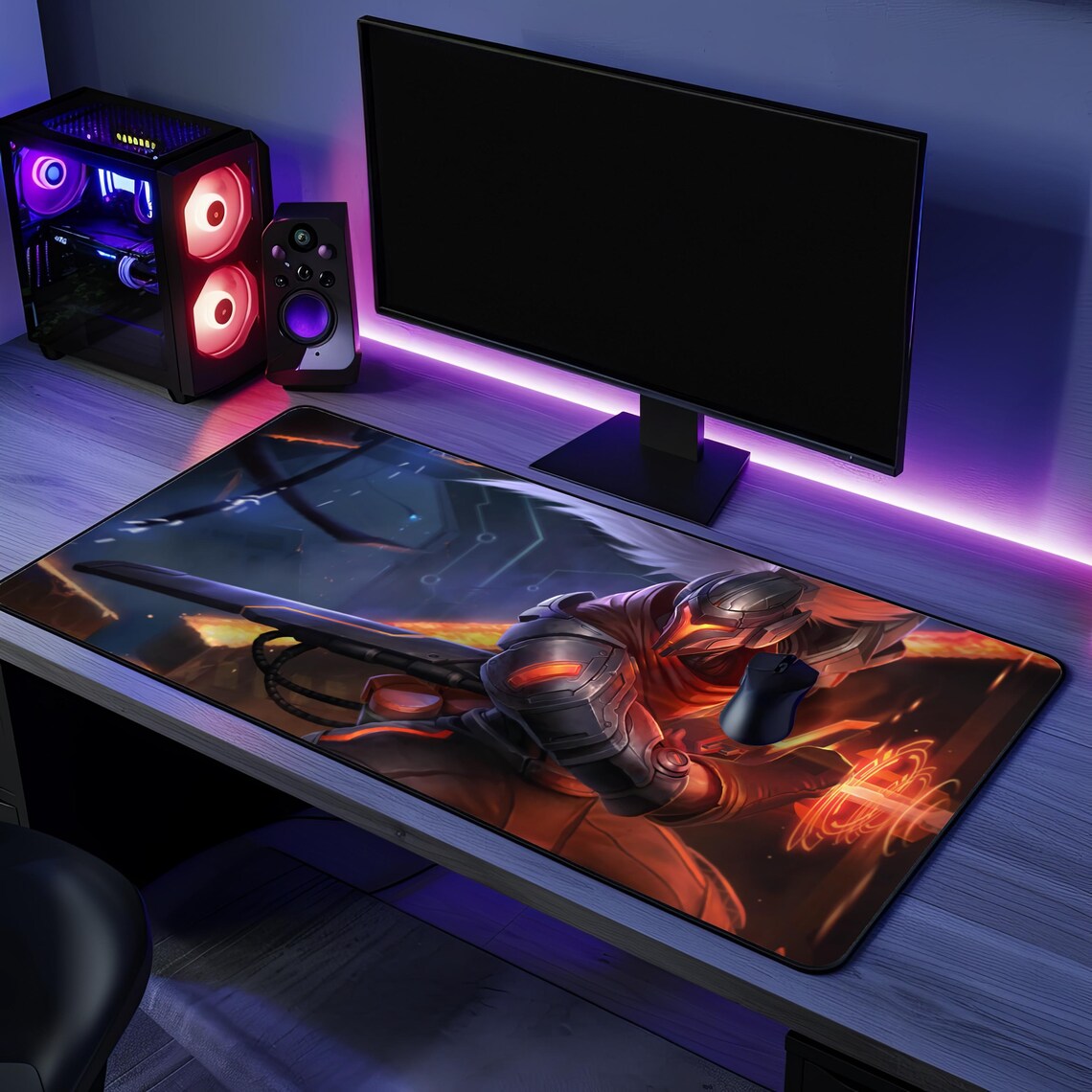 League of Legends Yasuo Mousepad, LOL Yasuo Sword Fan Art Large Custom ...