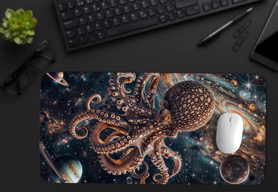 Octopus Mouse Pad, Galaxy Desk Mat, Cool Desk Accessory, Octopi Space ...
