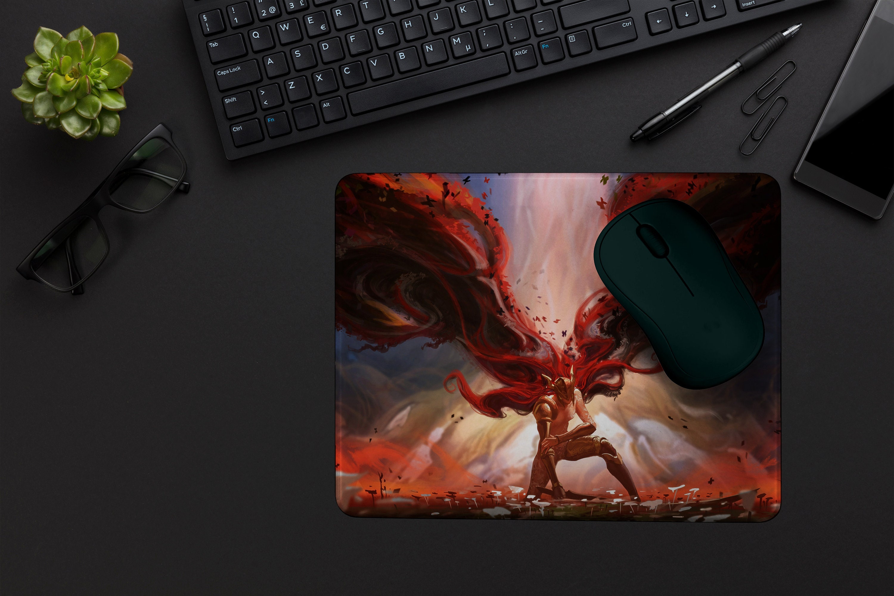 Angel With Red Wings Video Game Mouse Pad, Gaming Mousepad, XXL Desk ...