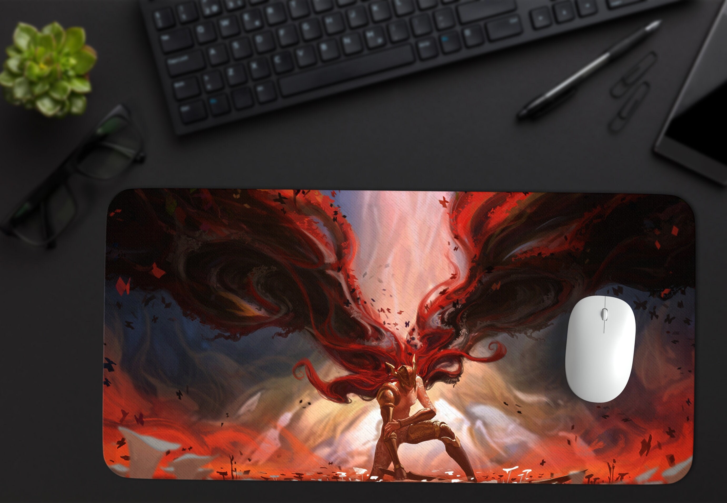 Angel With Red Wings Video Game Mouse Pad, Gaming Mousepad, XXL Desk ...