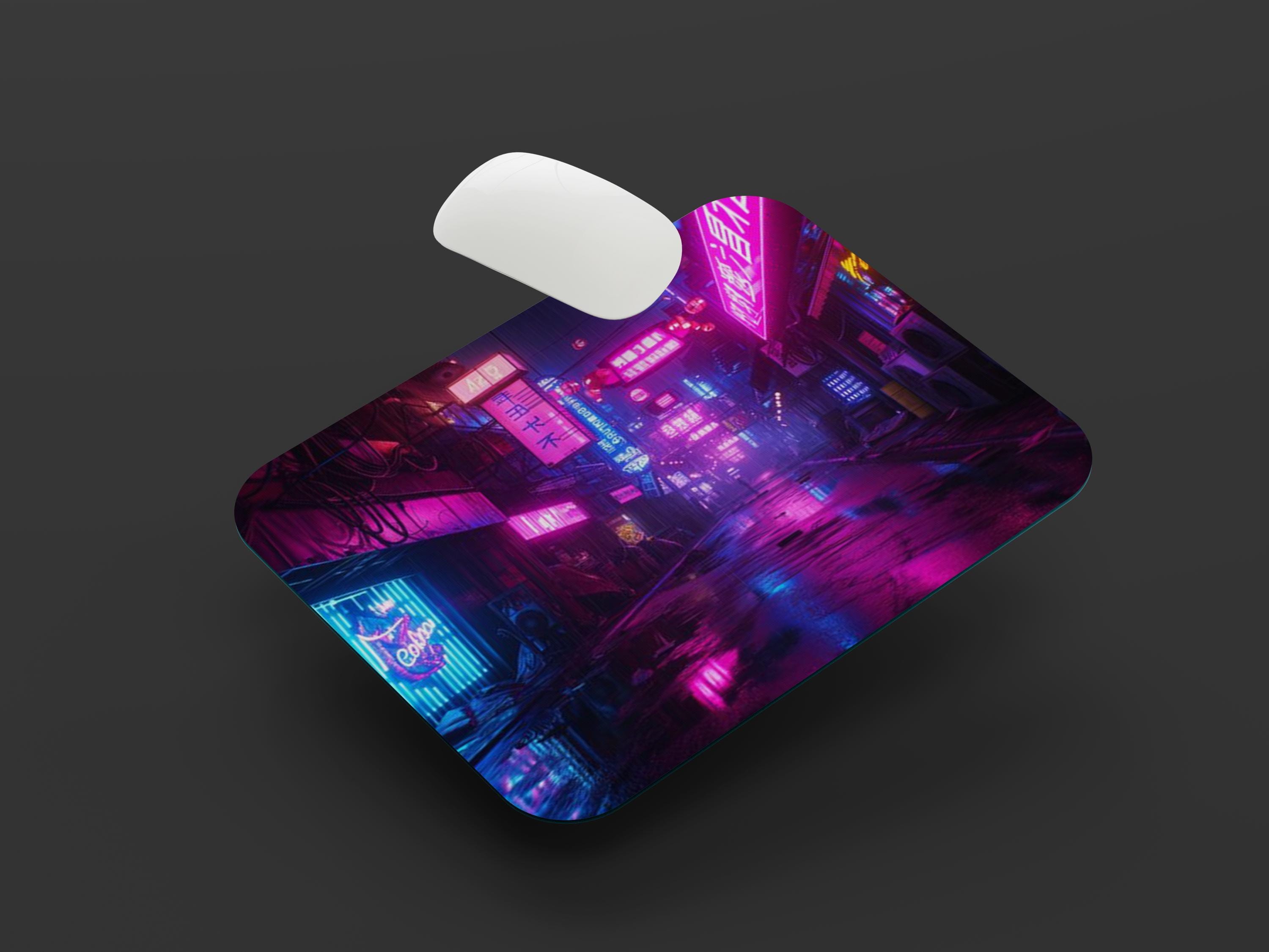 Cyber City Large Gaming Desk Mat, RGB Desk Setup, Neon Colors Desk Mat ...
