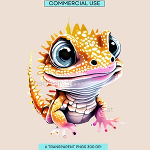 Watercolor Reptiles Clipart | Baby Bearded Dragon, Beardies ...
