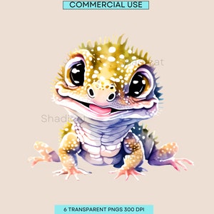 Watercolor Reptiles Clipart | Baby Bearded Dragon, Beardies ...