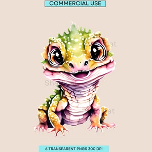 Watercolor Reptiles Clipart | Baby Bearded Dragon, Beardies ...