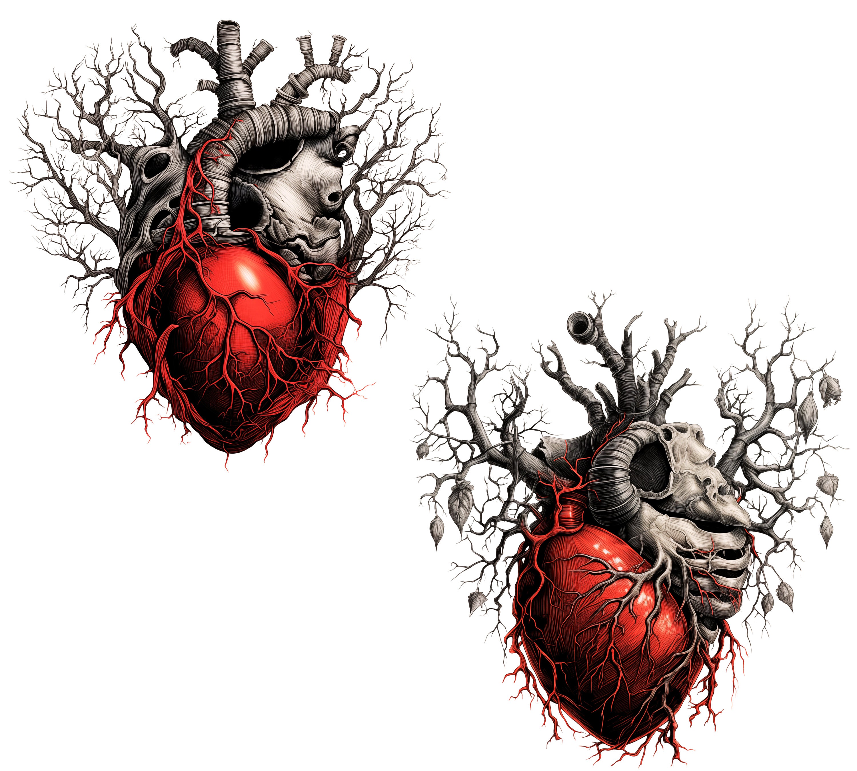 Gothic Anatomy Heart Clipart: Medical PNG Graphics (commercial Use) - Etsy