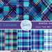 TARTAN Digital Paper Patterns in Teal, Blue, Purple & Tan, Commercial ...