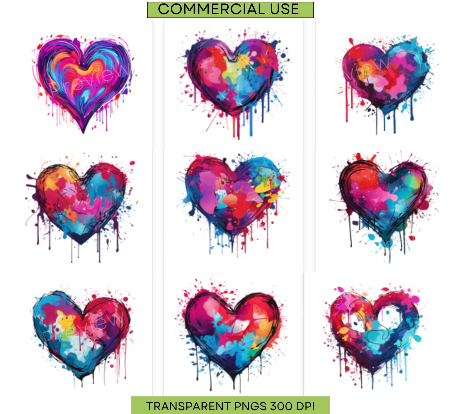 Neon Rainbow Heart Clipart: Groovy PNG Graphics (commercial Use) - Etsy
