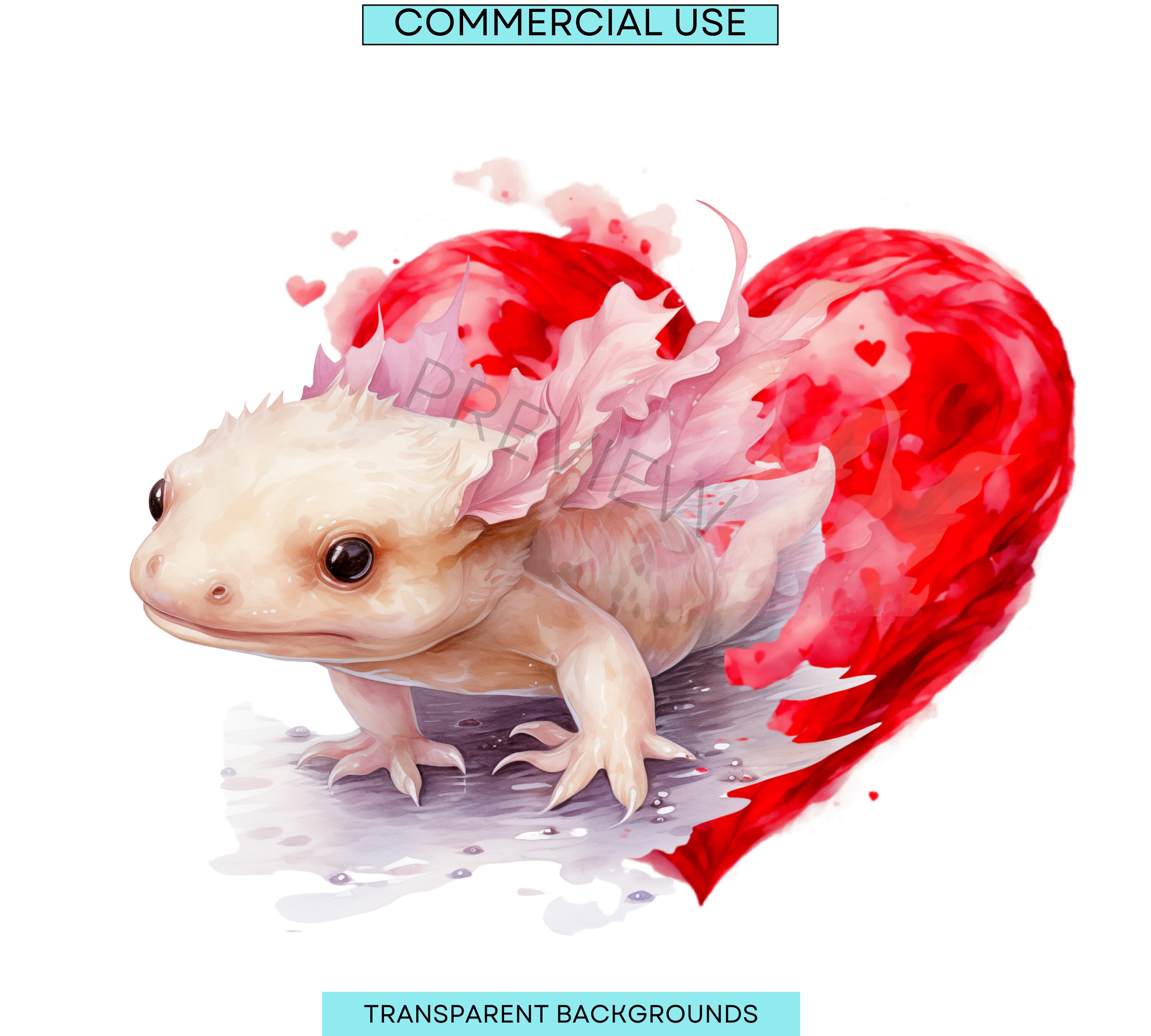 Cute Axolotls Clipart | Cute Animal | Axolotl Png | Sea Animal Graphics ...