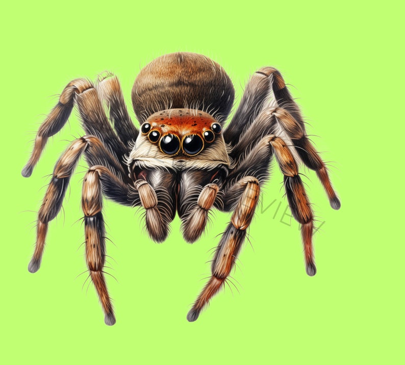Jumping Spider Clipart | Watercolor Arachnid Bugs (PNG, Commercial Use ...