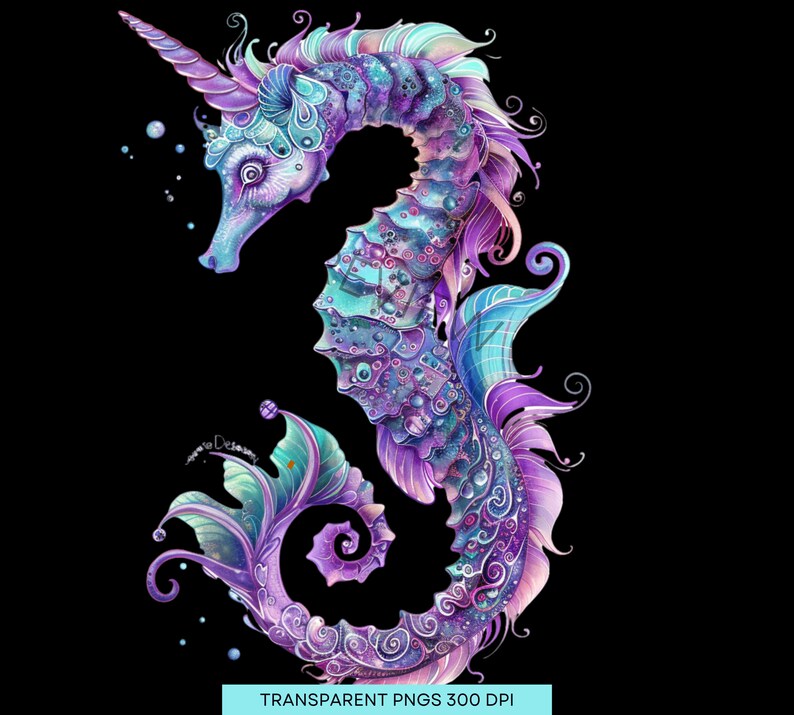 16 Seahorses Digital Clip Art Set | Pastel Colors | Printable Digital ...