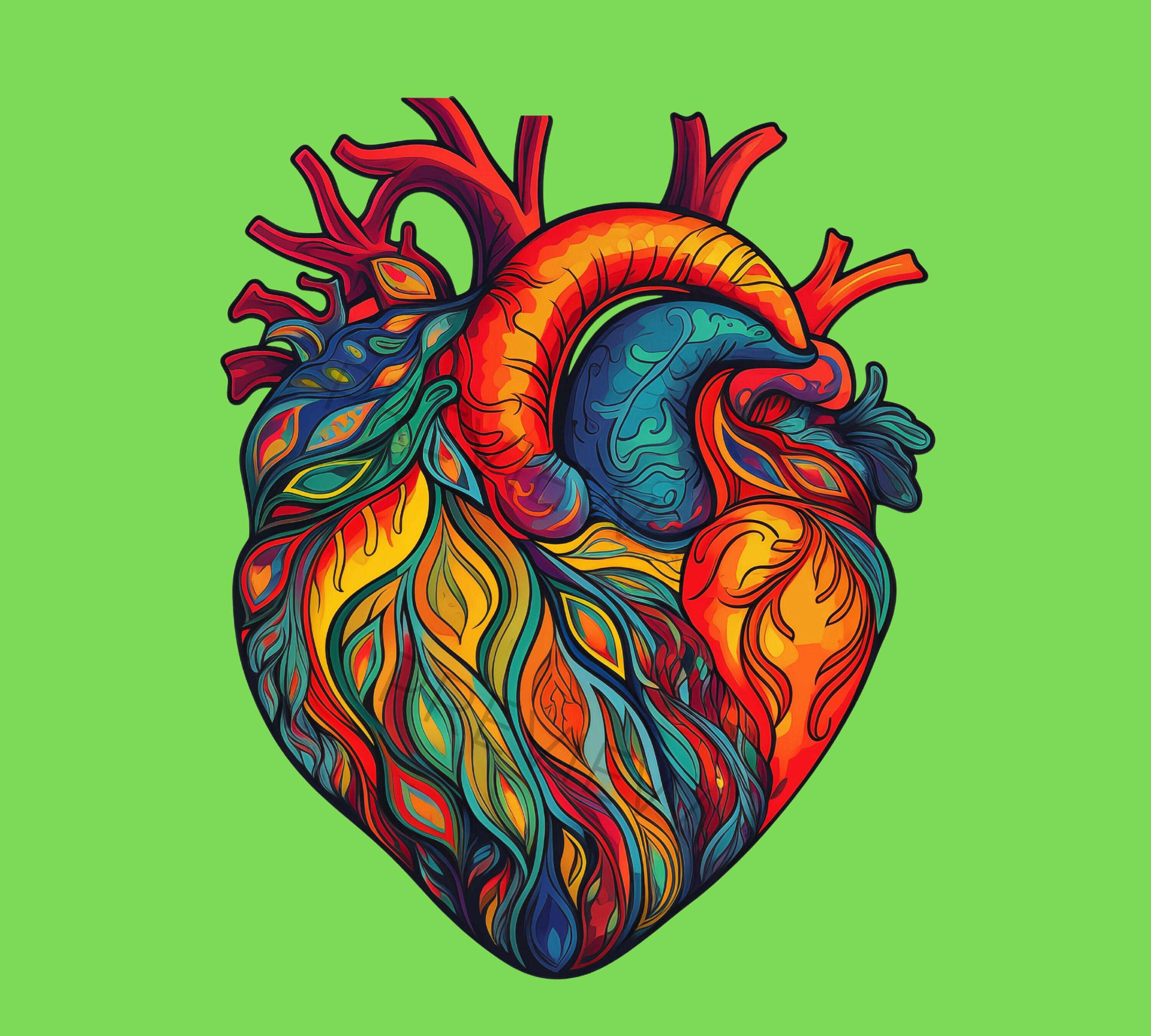 Groovy Human Heart | Anatomy Clipart | Heart Clipart | Medical Graphics ...