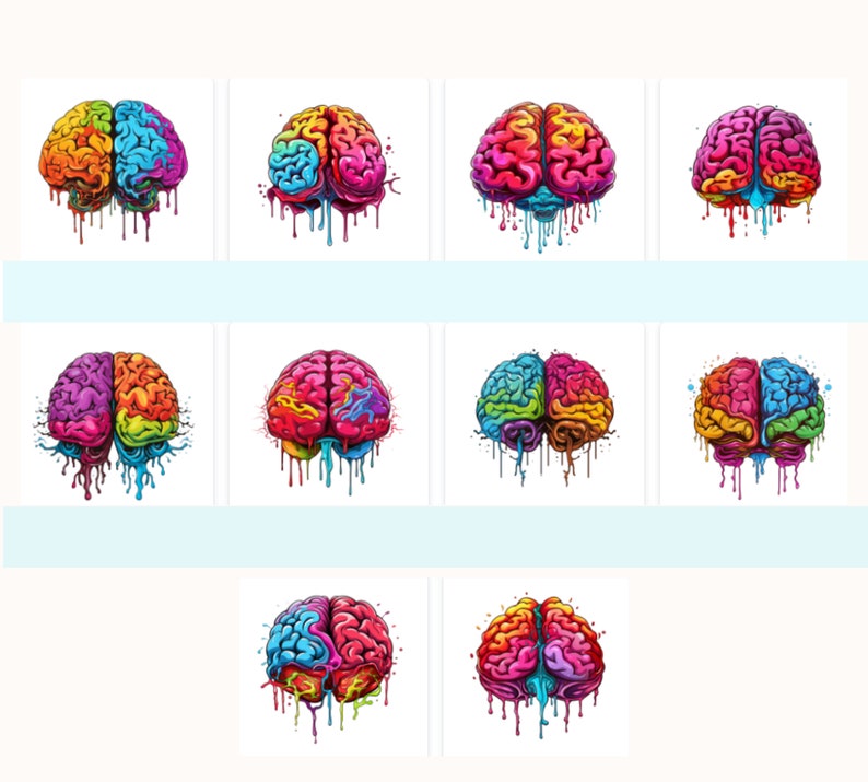 Groovy Brain Anatomy Clipart: Retro Medical Graphics (PNG Digital ...