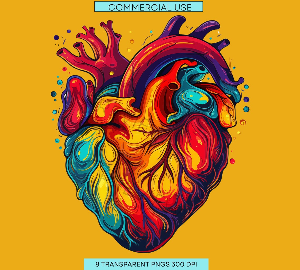 Groovy Human Heart | Anatomy Clipart | Heart Clipart | Medical Graphics ...