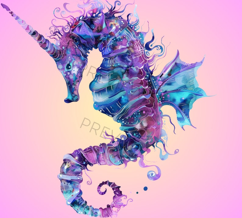 16 Seahorses Digital Clip Art Set | Pastel Colors | Printable Digital ...
