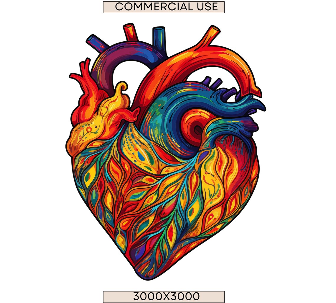 Groovy Human Heart | Anatomy Clipart | Heart Clipart | Medical Graphics ...