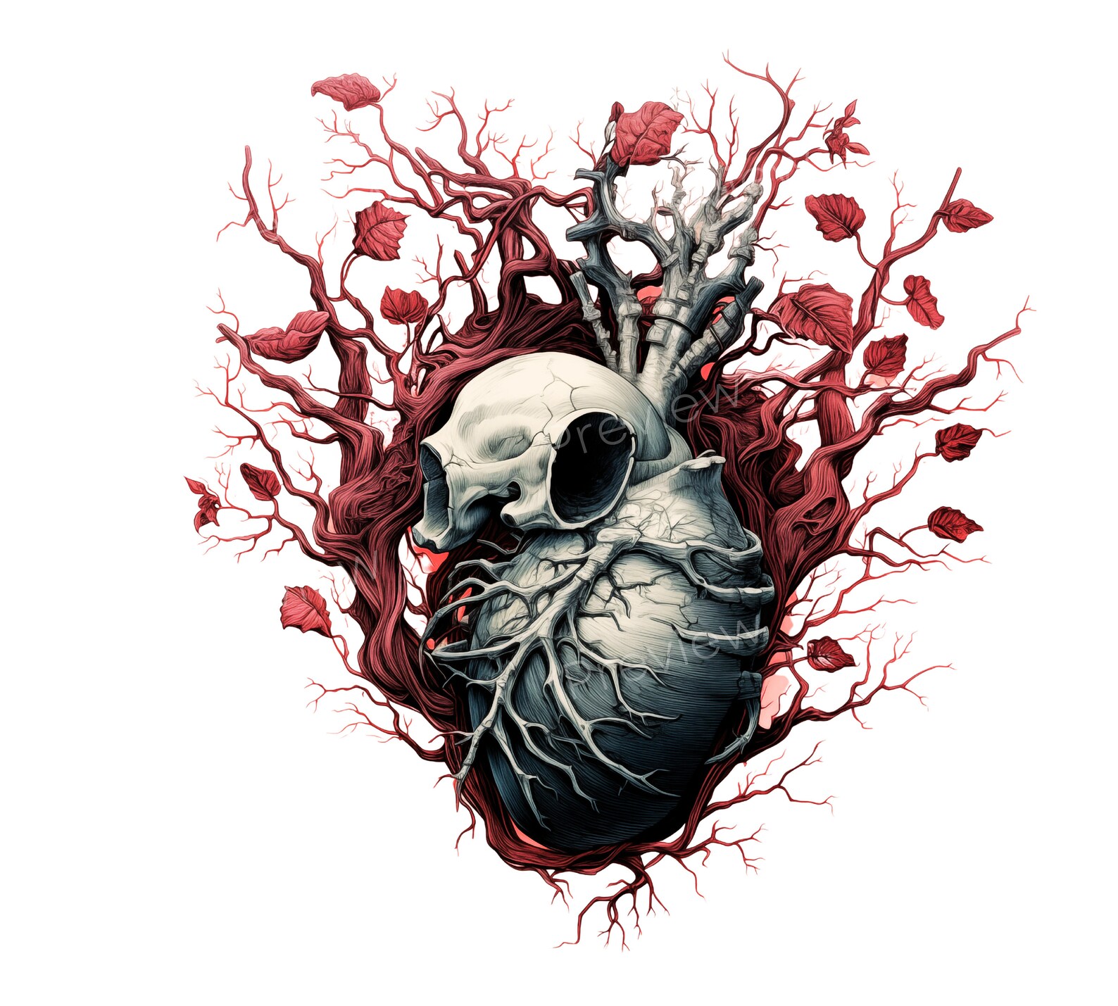 Gothic Anatomy Heart Clipart: Medical PNG Graphics (commercial Use) - Etsy