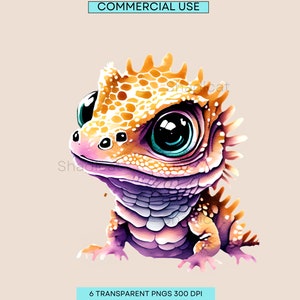 Watercolor Reptiles Clipart | Baby Bearded Dragon, Beardies ...