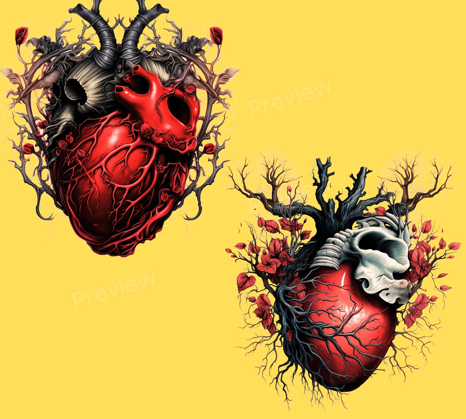 Gothic Human Heart | Anatomy Clipart | Heart Clip Art | Medical ...