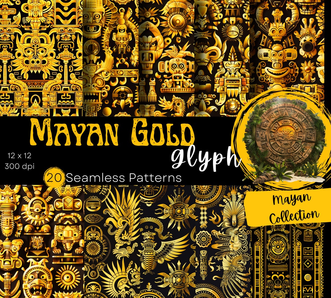 Mayan Seamless Print | Free Commercial Use | Maya Gold | Mexican Art ...