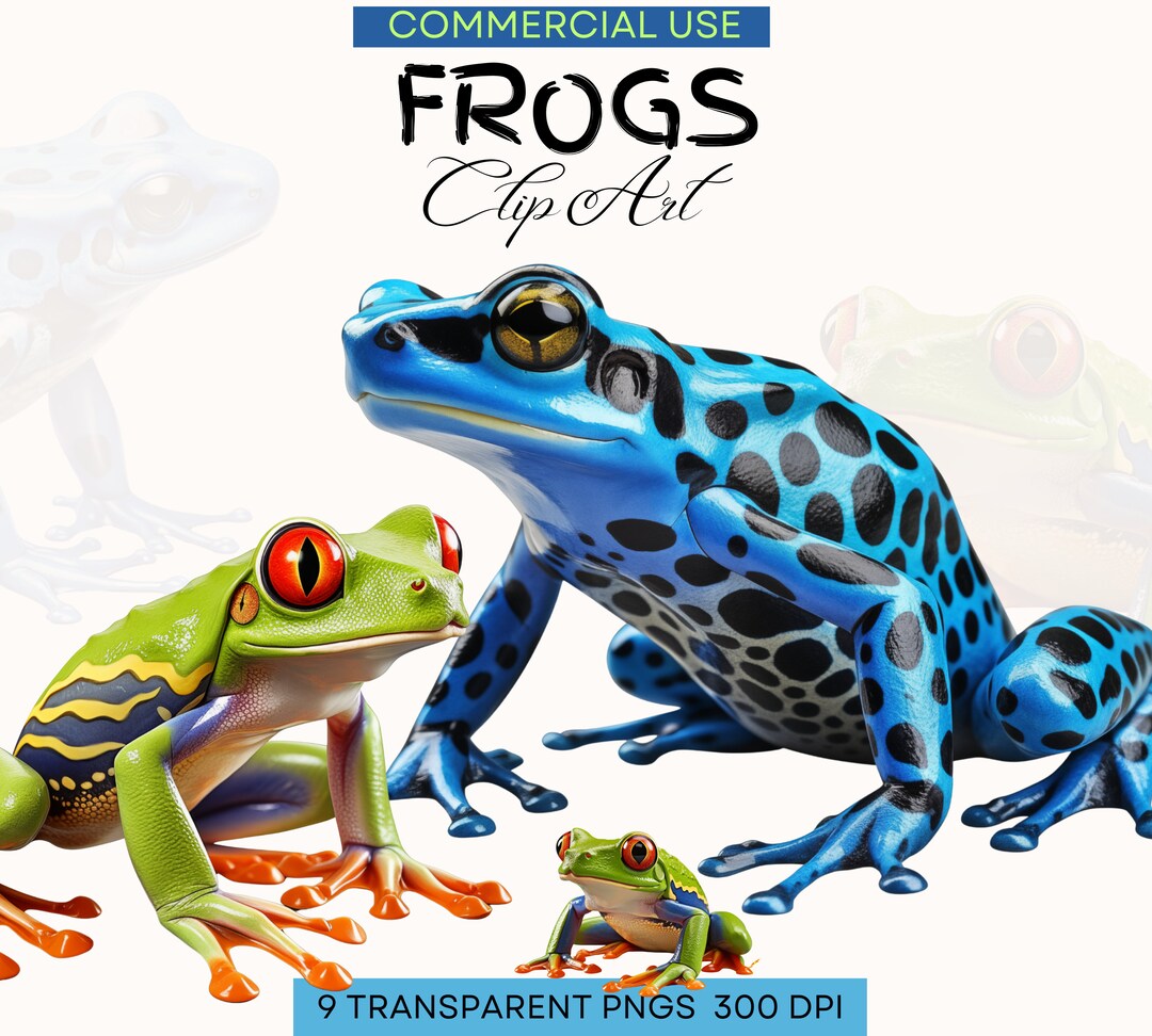 Frogs Clip Art | Beautiful Frog PNG | Green Frog Designs | Digital Frog ...