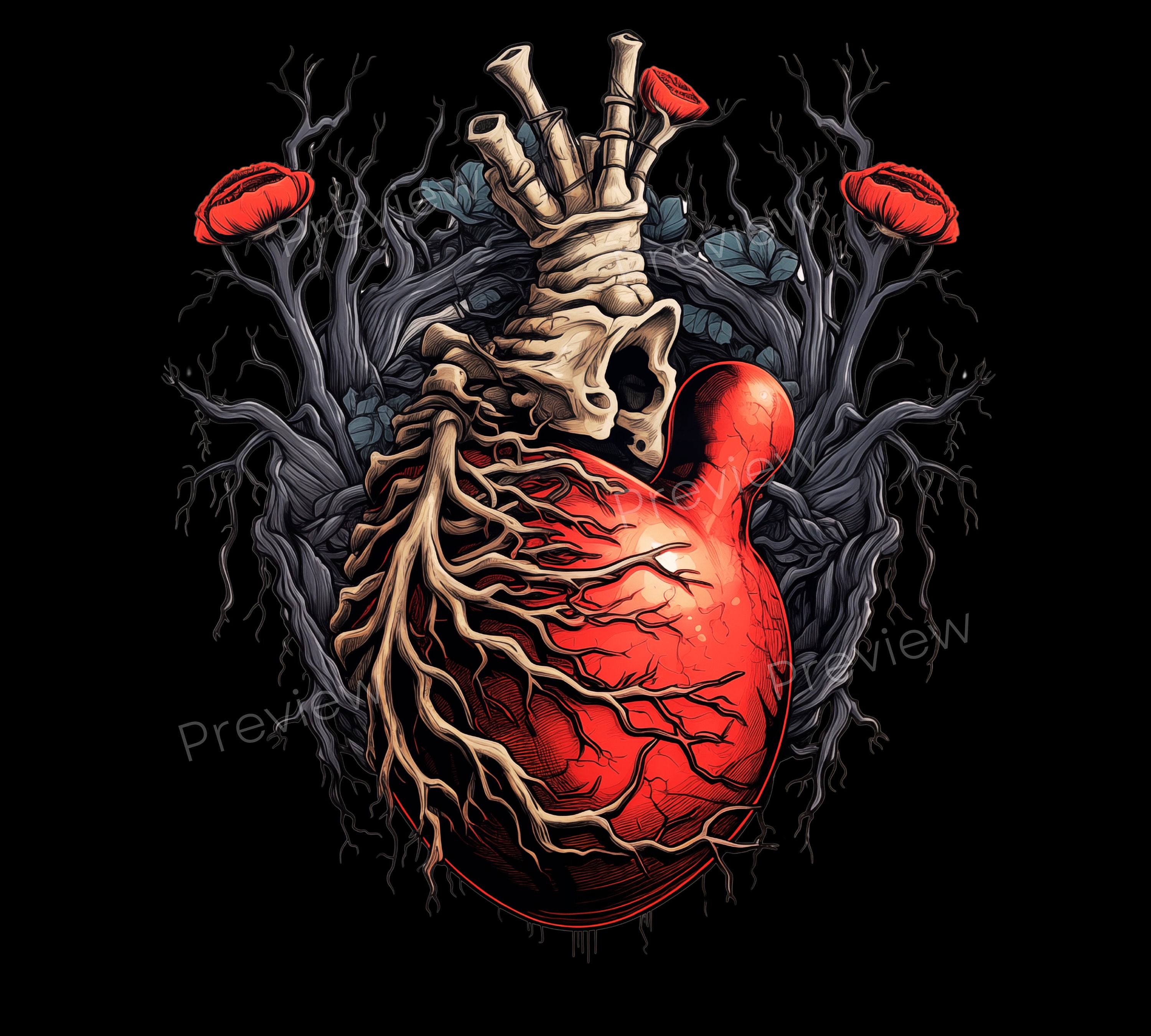 Gothic Human Heart | Anatomy Clipart | Heart Clip Art | Medical ...