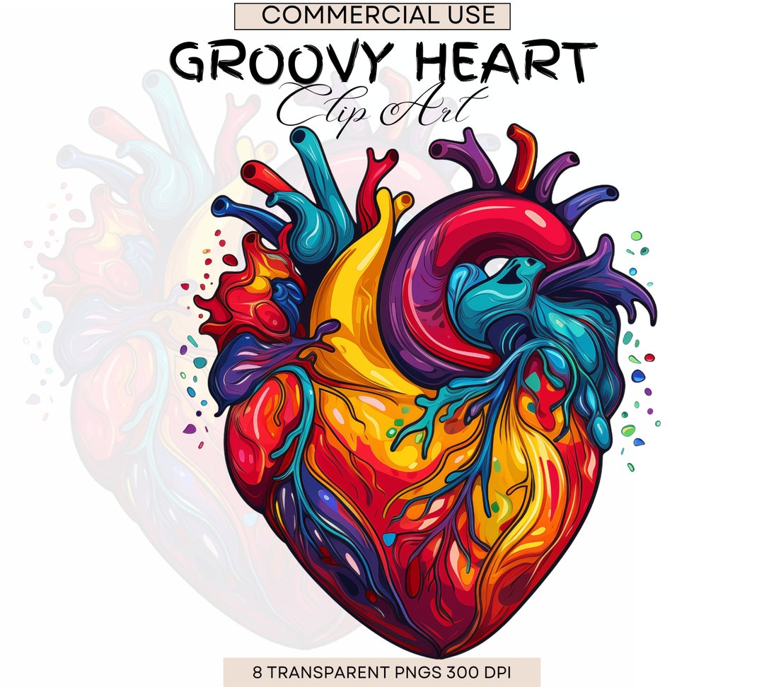 Groovy Human Heart | Anatomy Clipart | Heart Clipart | Medical Graphics ...