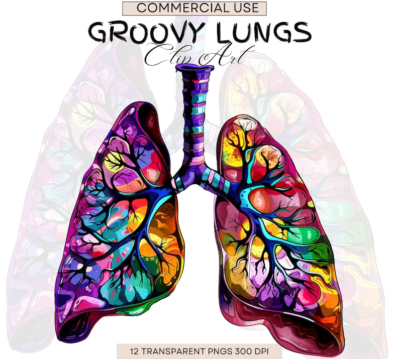 Groovy Lungs Clipart: Retro Anatomy Illustrations (digital Download) - Etsy