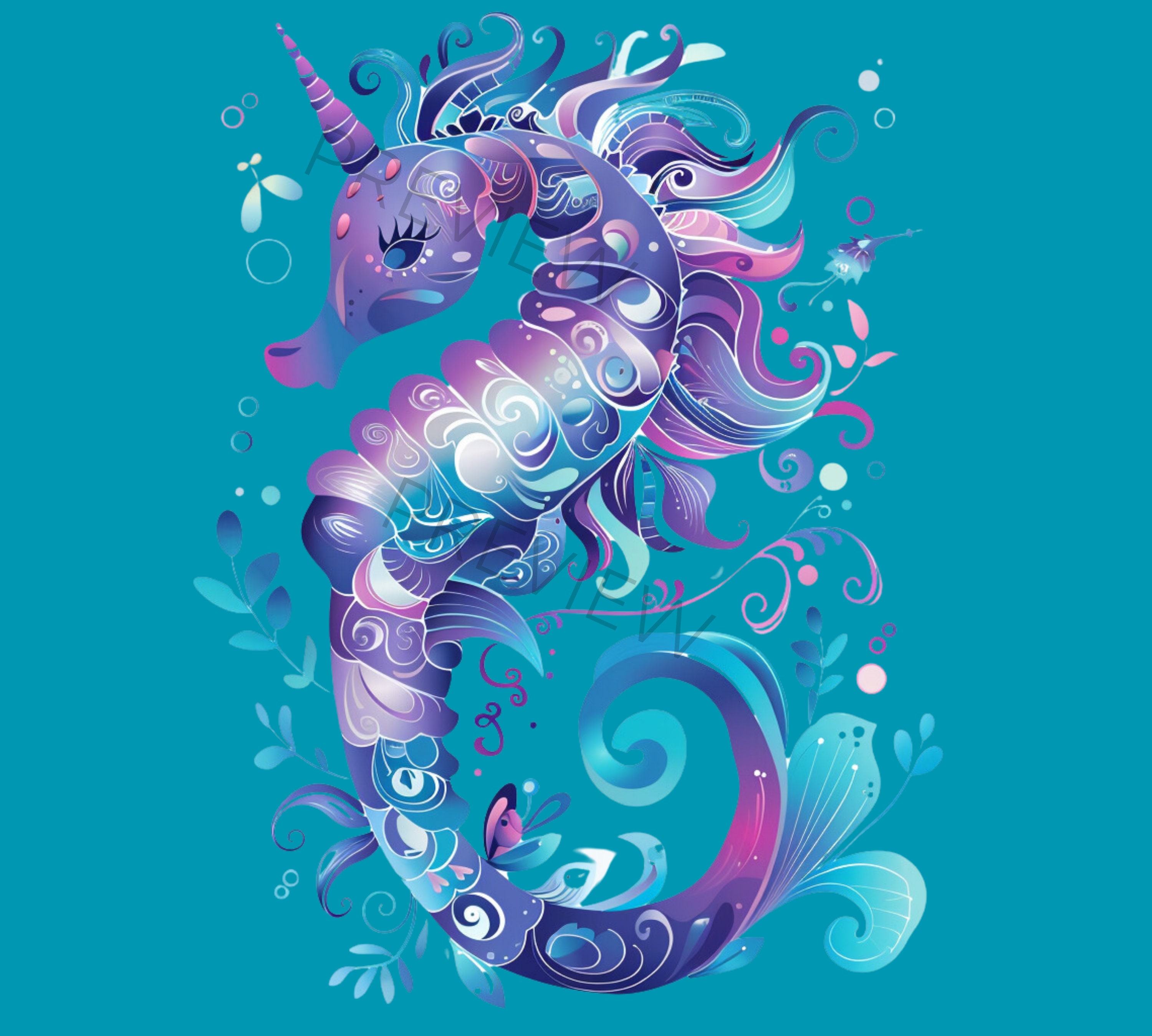 16 Seahorses Digital Clip Art Set | Pastel Colors | Printable Digital ...