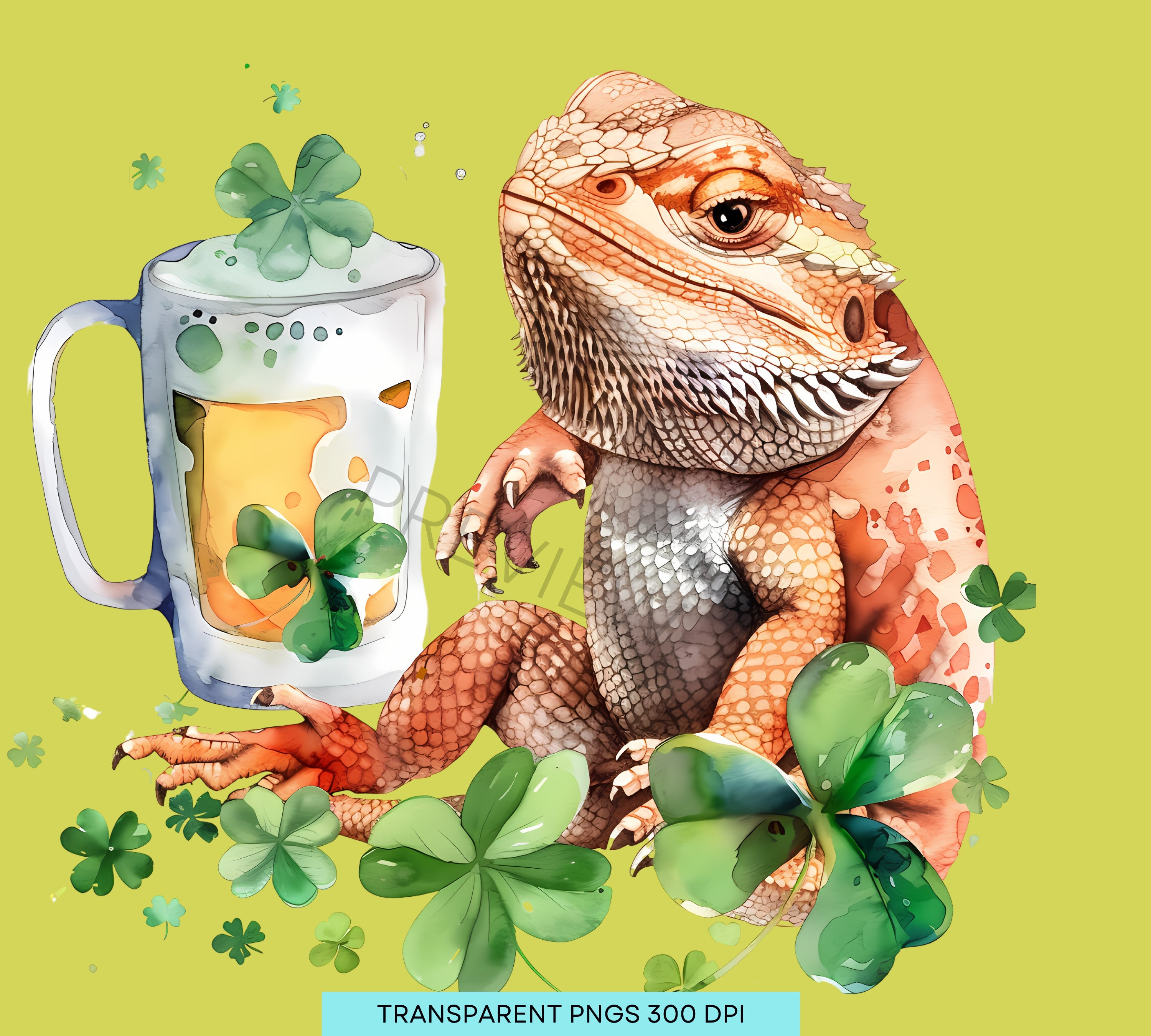 Bearded Dragon Clipart | Small Reptile PNG | Beards Beer | St. Patrick ...