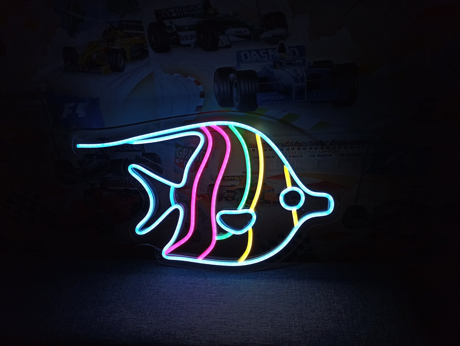 Neon Sign Fish, Tropical Fish Neon Sign, Sea Fish Neon Sign, Aquarium ...