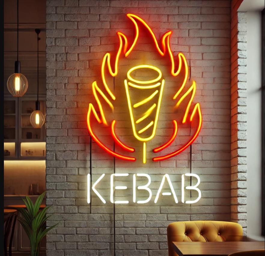Kebab Sign, Neon Doner Sign, Neon Vertical Rotating Shawarma Sign, LED ...