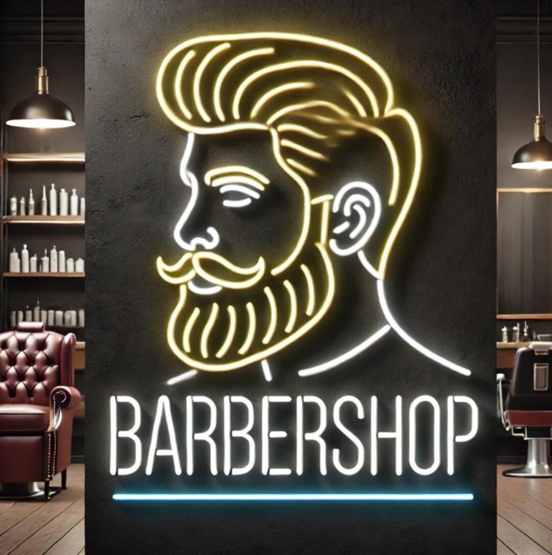 Barber Shop Neon Sign, Barber Pole Neon Light, Barbershop Neon Sign ...