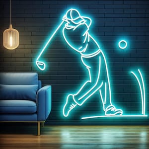 Golf Player Neon Sign, Neon Golf Sign, Neon Golf Ball Sign, Golf-themed ...