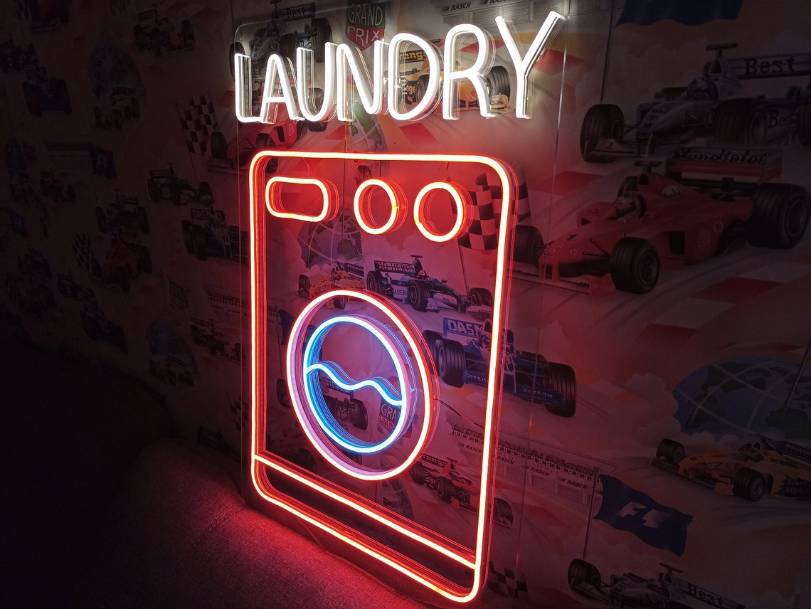 Laundry Machine Neon Sign, Washing Machine Neon Sign, Washer Led Light ...