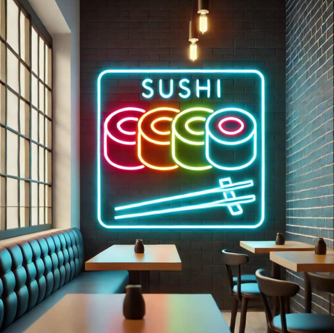 Sushi Neon Sign, Sushi Sign, Sushi Neon Light, Neon Sign Sushi, Sushi ...