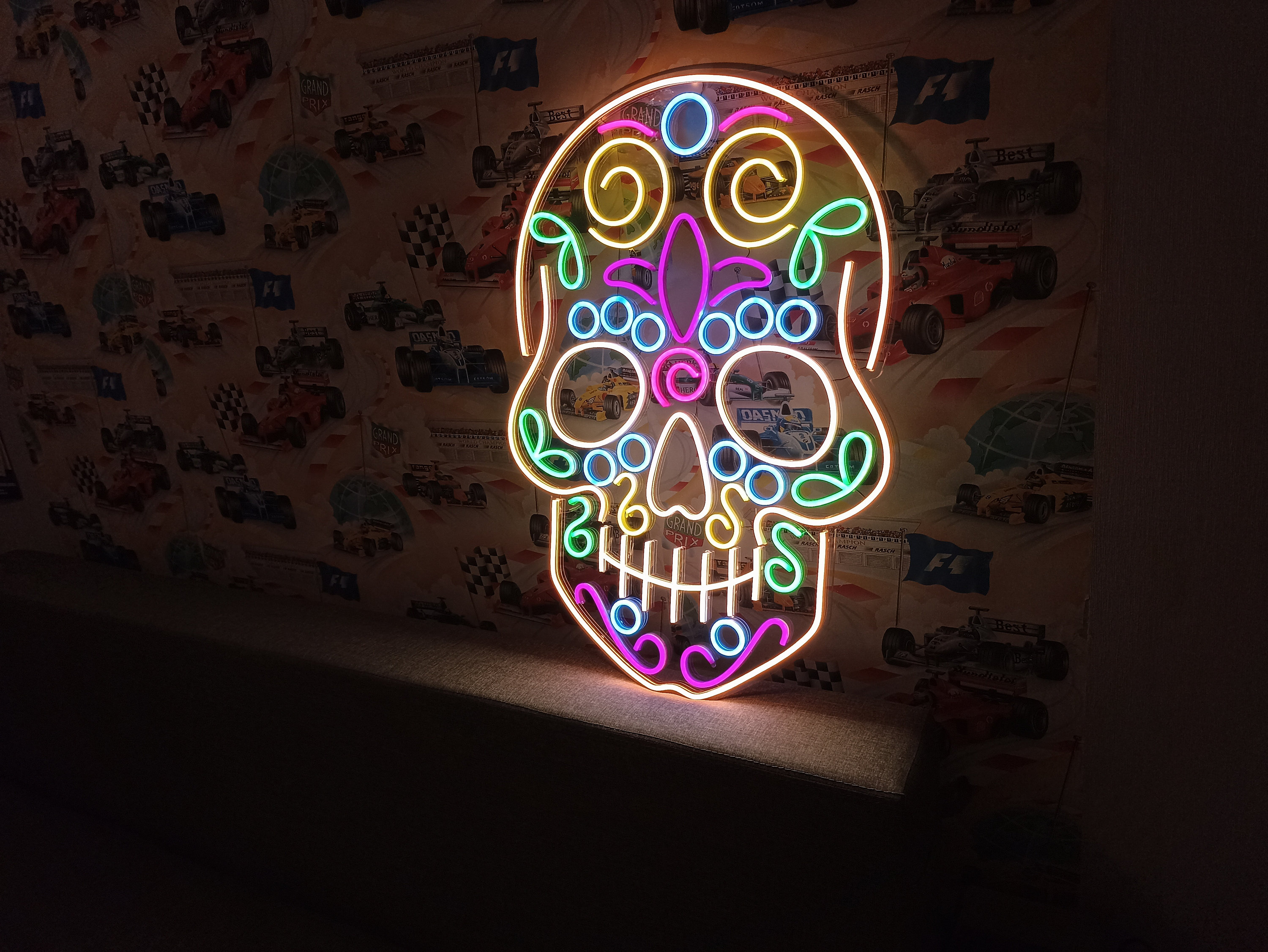 Sugar Skull Neon Light, Day of the Dead Neon Sign, Neon Sign With Skull ...