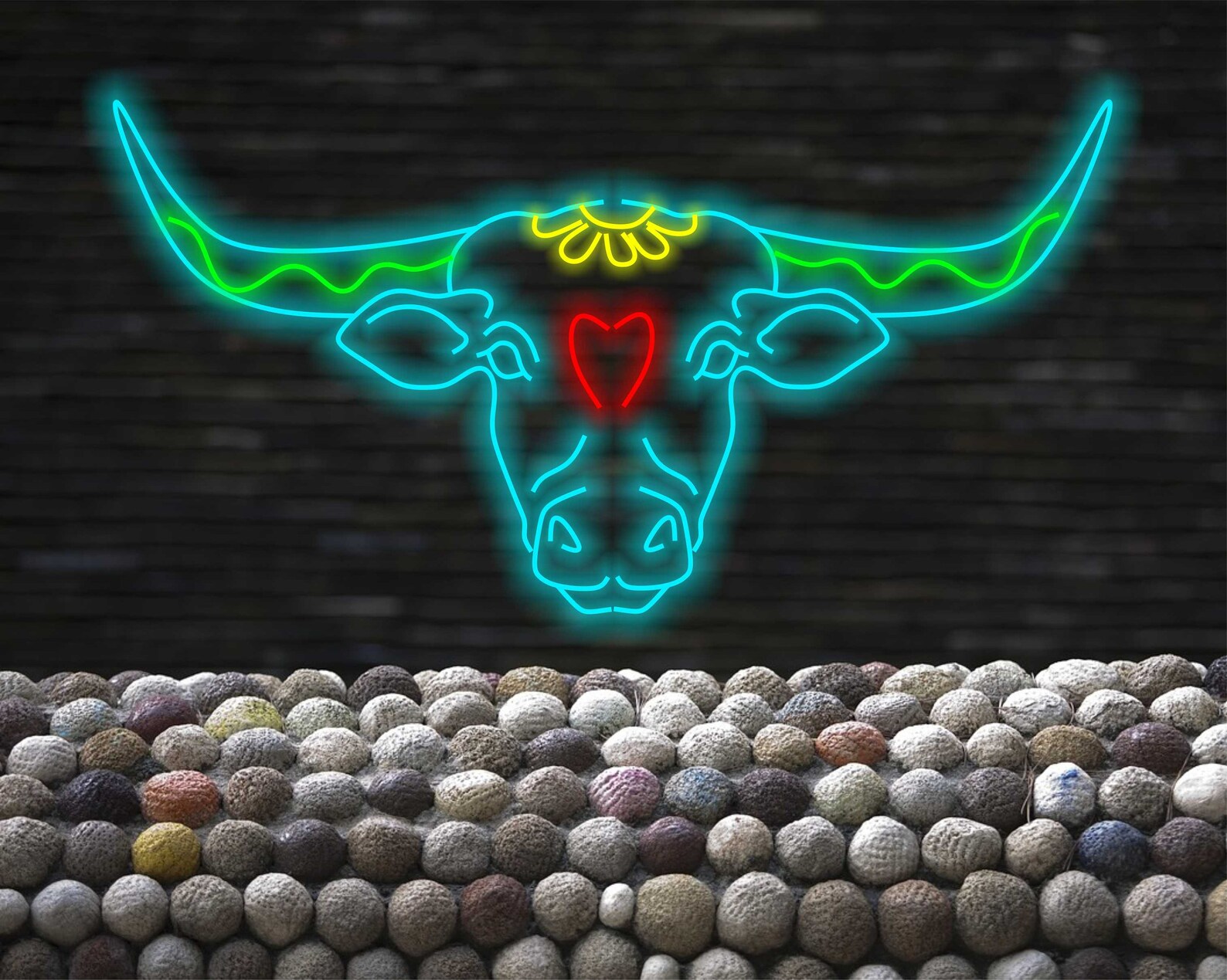 Longhorn Bull Neon Sign, Western Neon Sign, Lighted up Signs Western ...