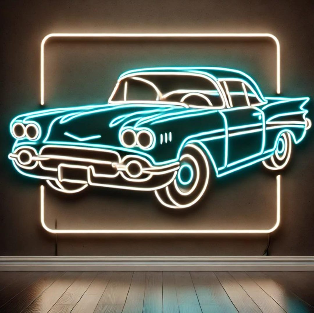 Car Neon Sign, Retro Car Neon Sign, Classic Car Neon Light, Neon Car ...