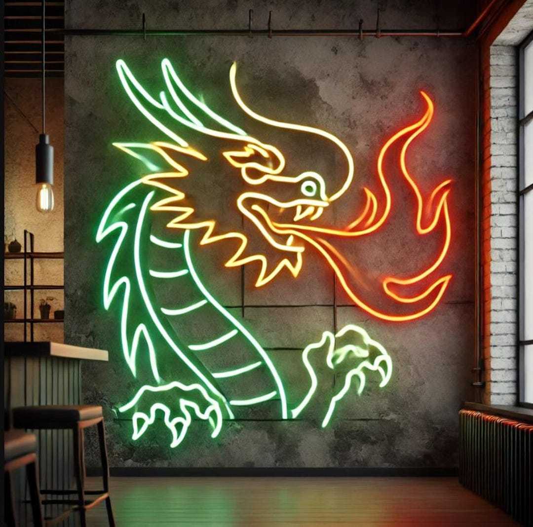 Dragon Neon Sign, Dragon Head Neon Sign, Dragon LED Sign, Dragon Head ...