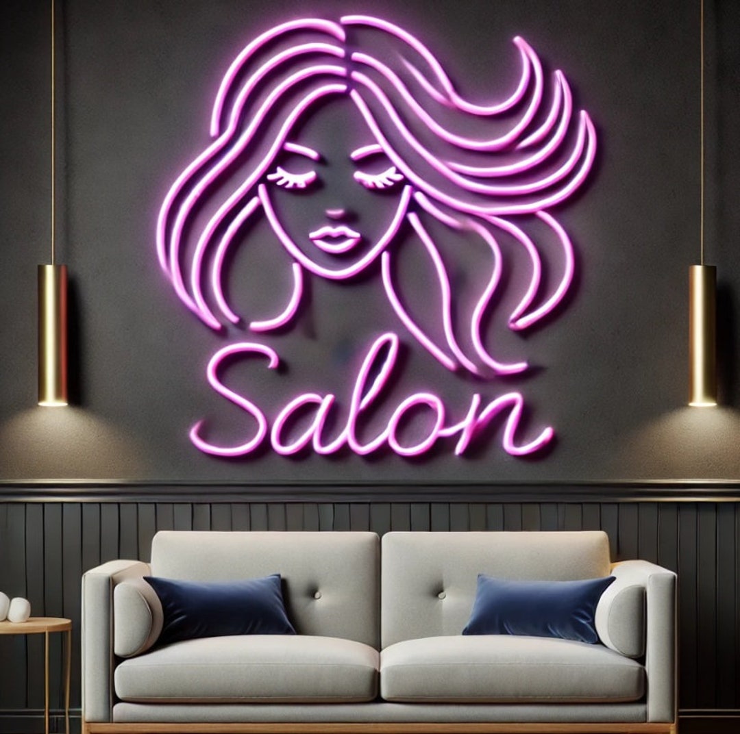 Beauty Salon Neon Sign, Neon Female Silhouette Sign, Neon Woman Sign ...