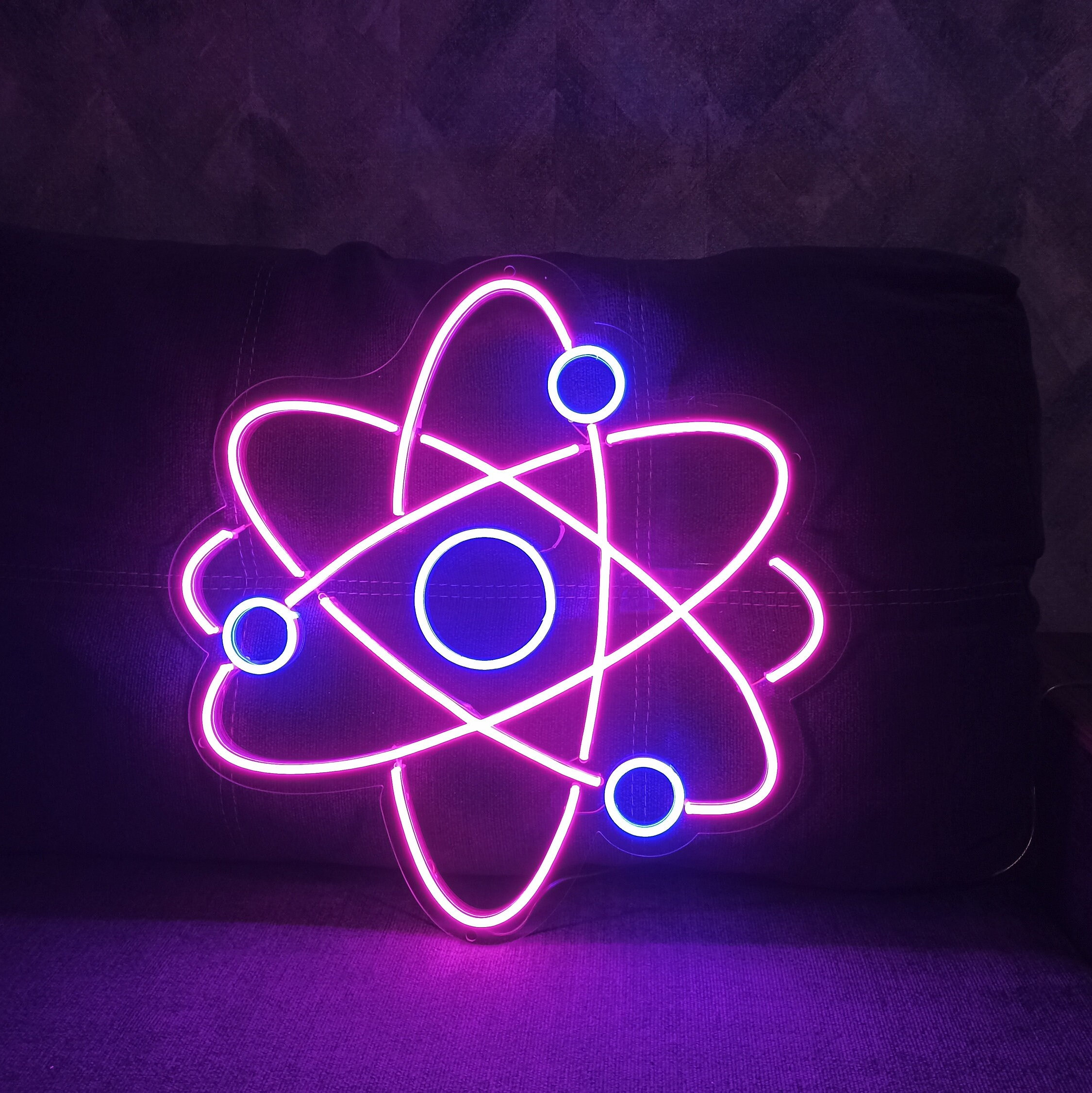 Neon Sign Atom, Dna Neon Light, Neon Sign Nuclear, Atom Neon, Atomic ...